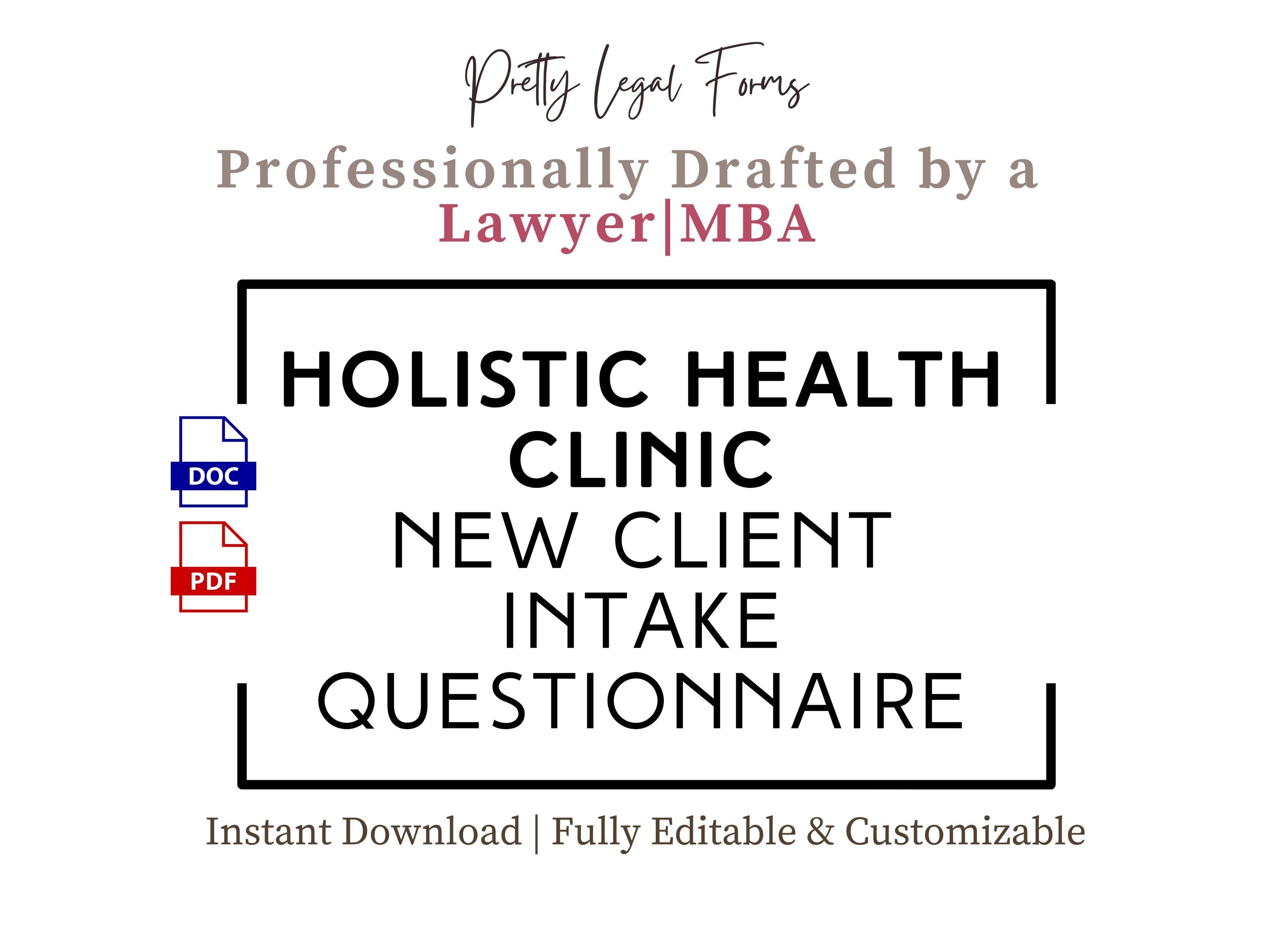 Holistic Health New Client Intake Questionnaire Template Holistic ...