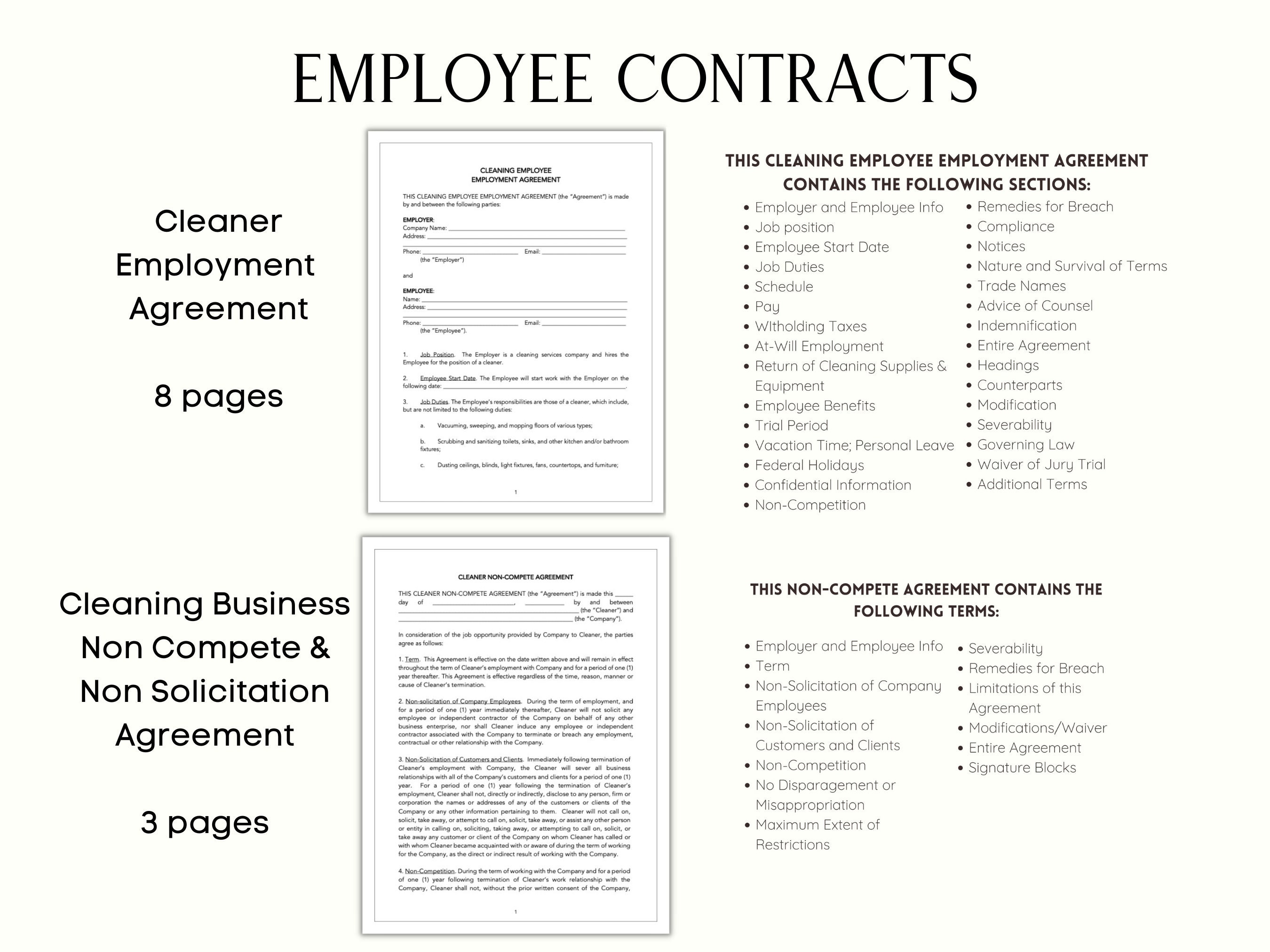 Cleaning Employee Hiring Bundle Cleaner New Hire Forms Cleaning ...