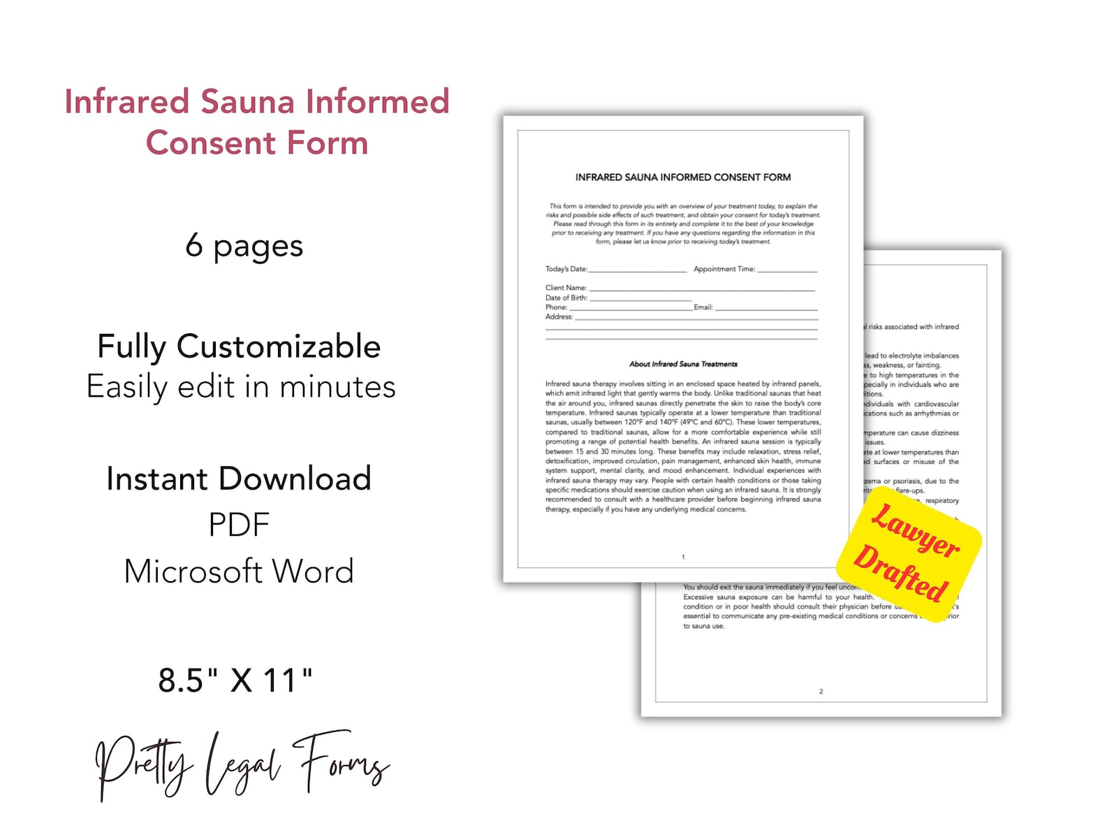 Infrared Sauna Consent Form, Sauna Informed Consent Template, Spa ...
