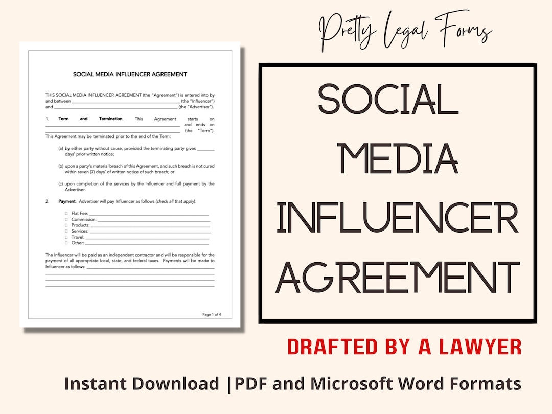 UGC Contract Social Media Influencer Agreement Brand Ambassador ...