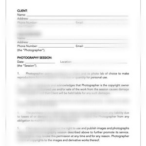 Photography Print Release Form, Digital File Release Template, Instant ...