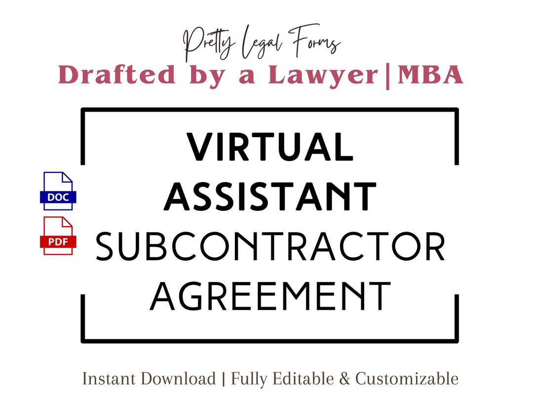 Virtual Assistant Subcontractor Agreement, 1099 VA Sub Contract ...