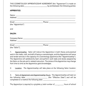 Cosmetology Apprentice Agreement, Cosmetologist Apprenticeship ...