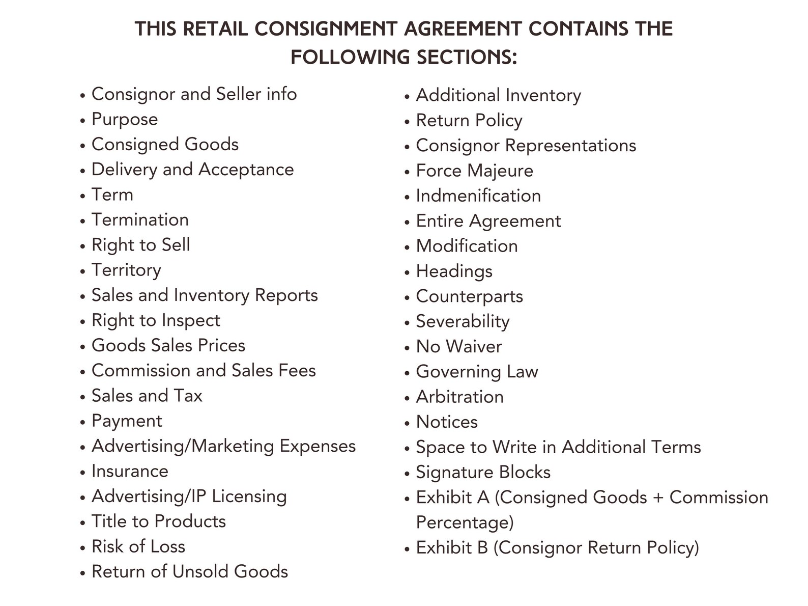 Consignment Contract Template Retail Product Consignment Agreement ...