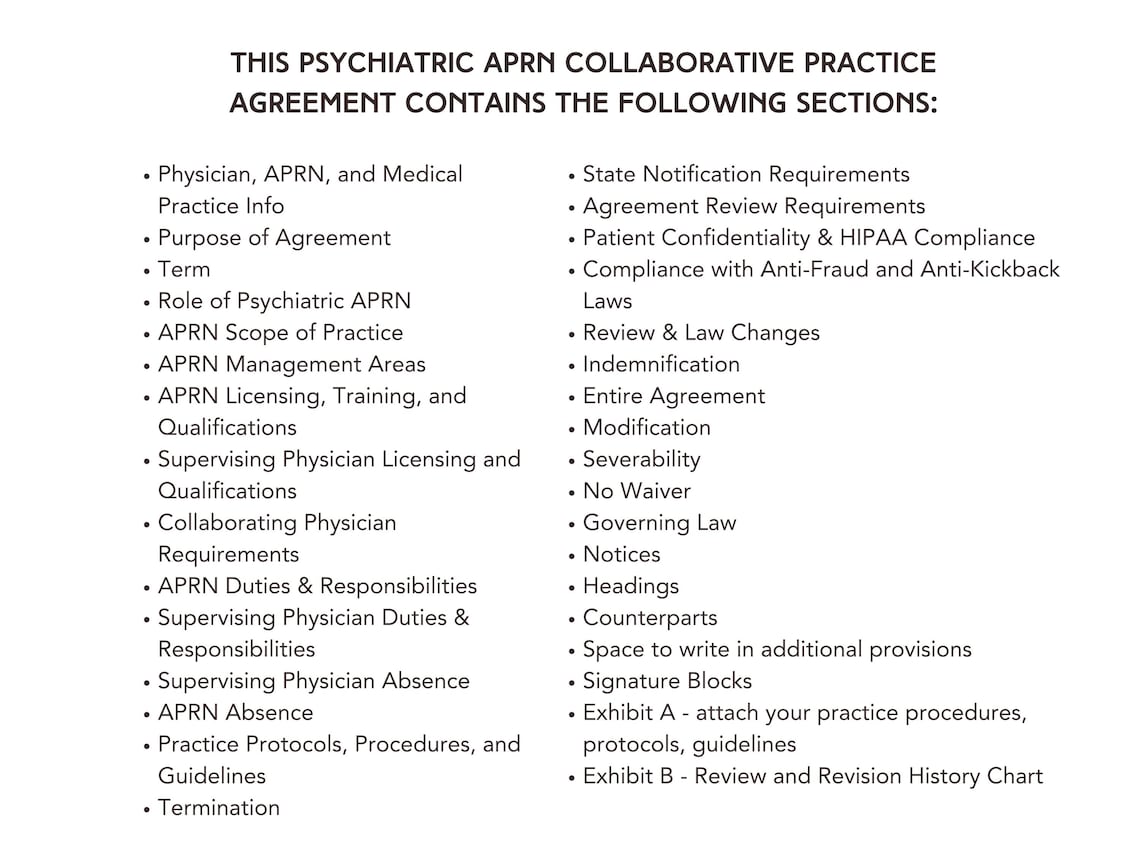 Psychiatric Aprn Collaborative Practice Agreement PMH-APRN ...