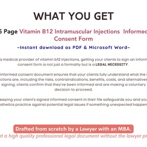 Vitamin B12 Shot Consent Form B-12 IM Injection Informed Consent Template IV Therapy Vitamin ...