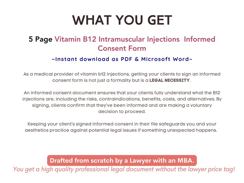 Vitamin B12 Shot Consent Form B-12 IM Injection Informed Consent ...