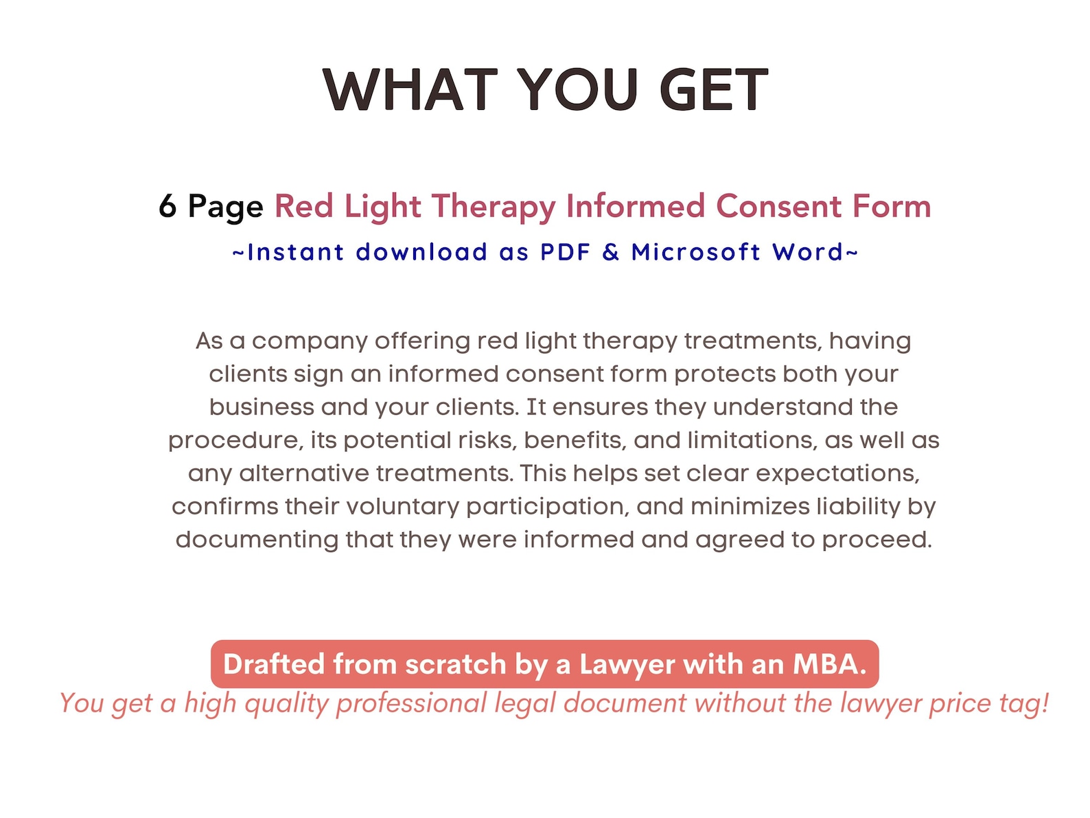 Red Light Therapy Consent Form RLT Informed Consent Template Health ...