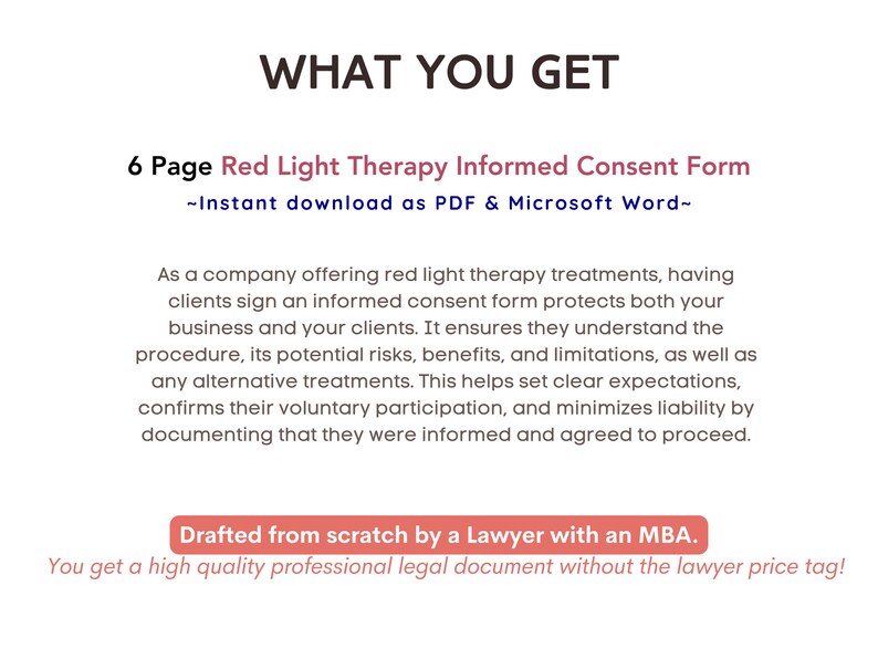 Red Light Therapy Consent Form RLT Informed Consent Template Health ...
