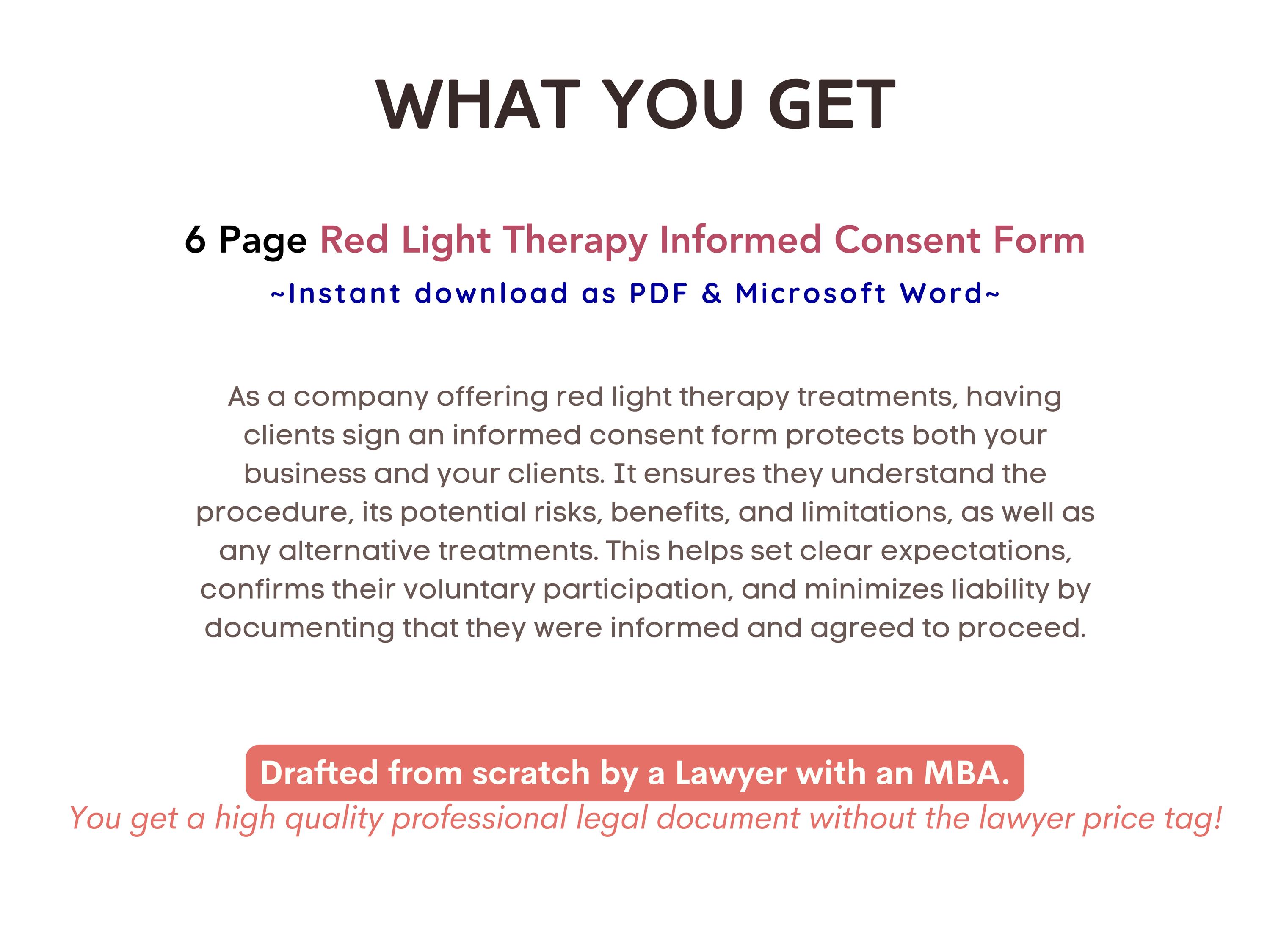 Red Light Therapy Consent Form RLT Informed Consent Template Health ...