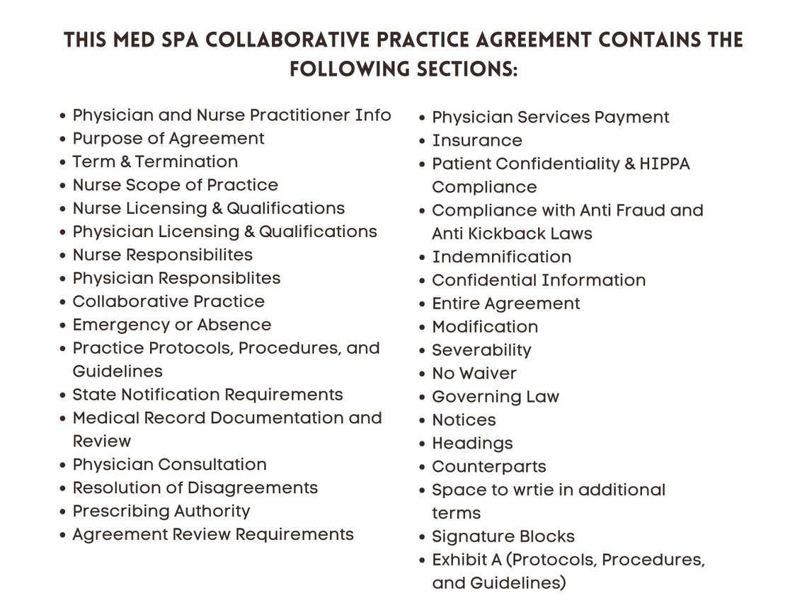 Med Spa Collaborative Practice Agreement Nurse Practitioner ...