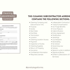 Cleaning Contract Legal Bundle, Cleaning Service Agreement, Cleaning Employee Contract, Cleaning ...