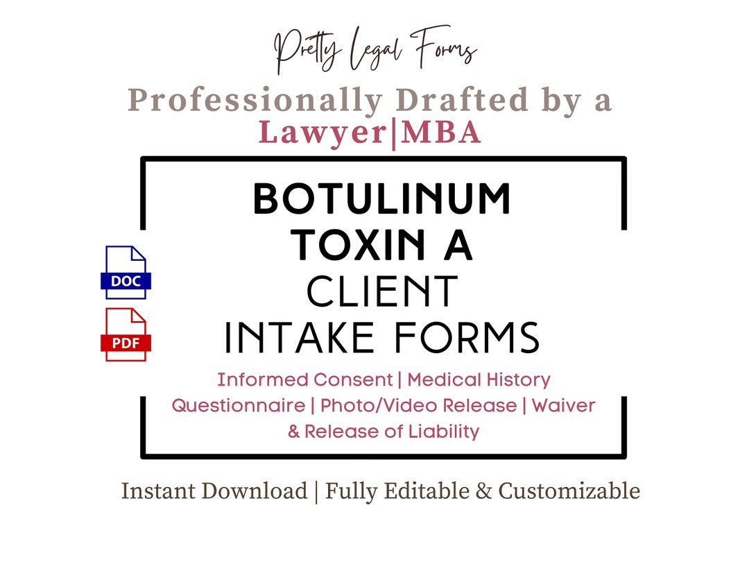 Botox Intake Forms Botulinum Toxin Consent Cosmetic Injector Waiver Med ...
