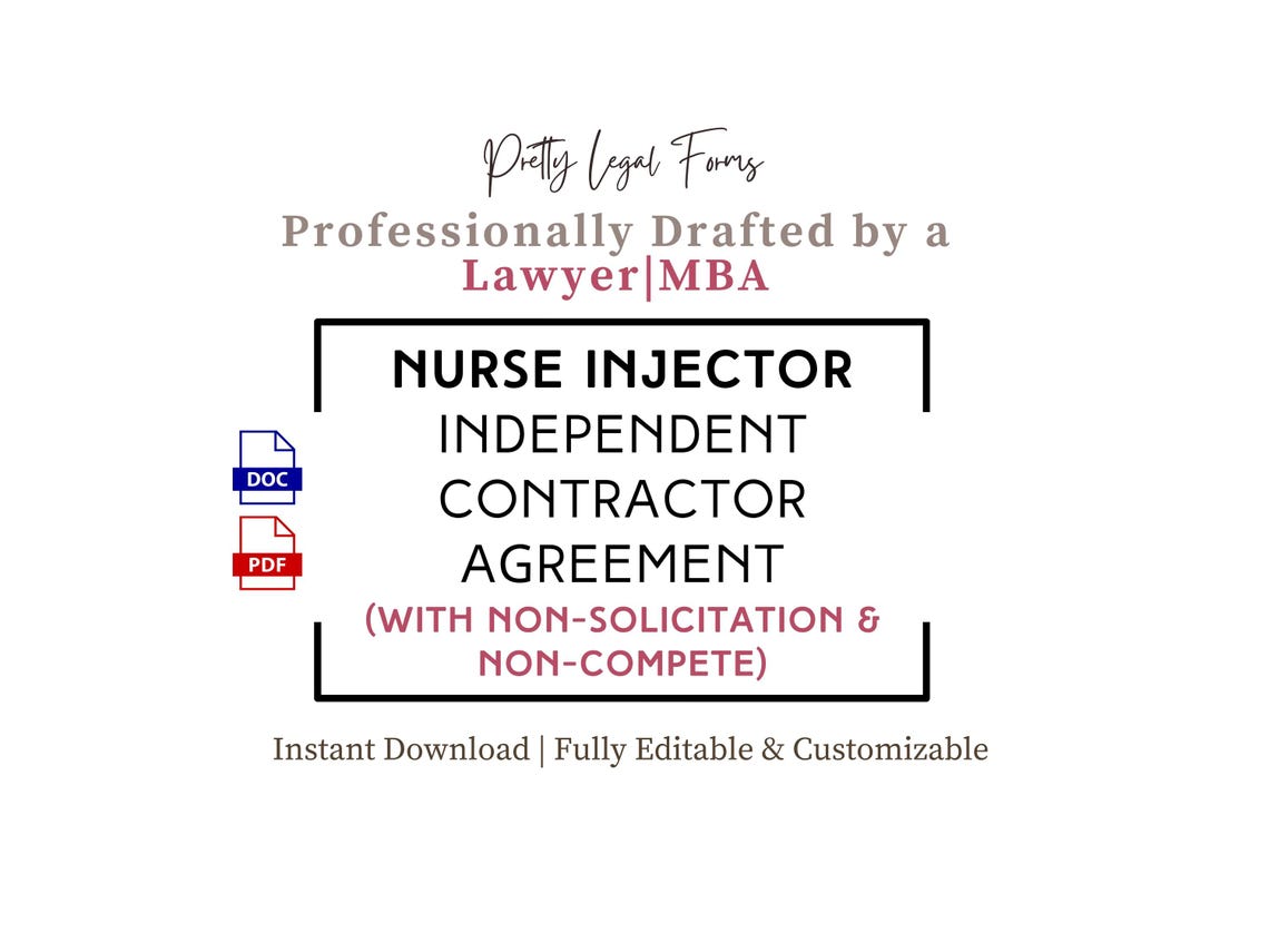 Nurse Injector Independent Contractor Agreement Template | Med Spa IC ...