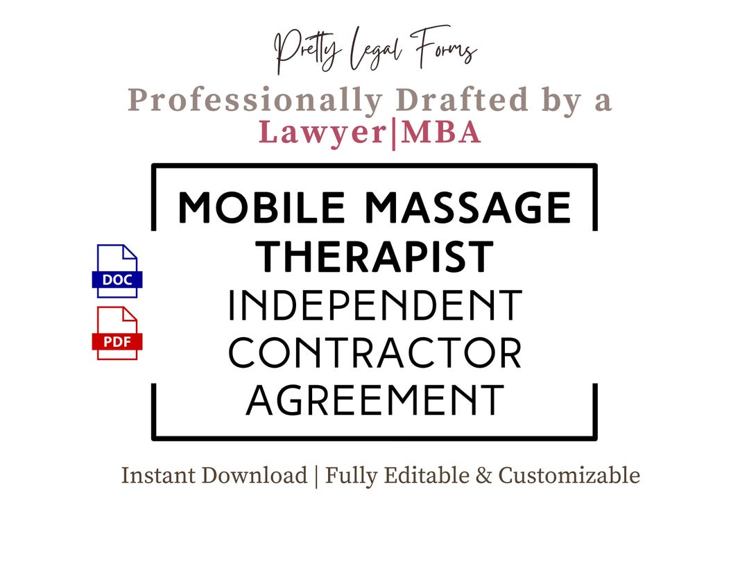 Mobile Massage Therapist Independent Contractor Agreement 1099 Massage ...