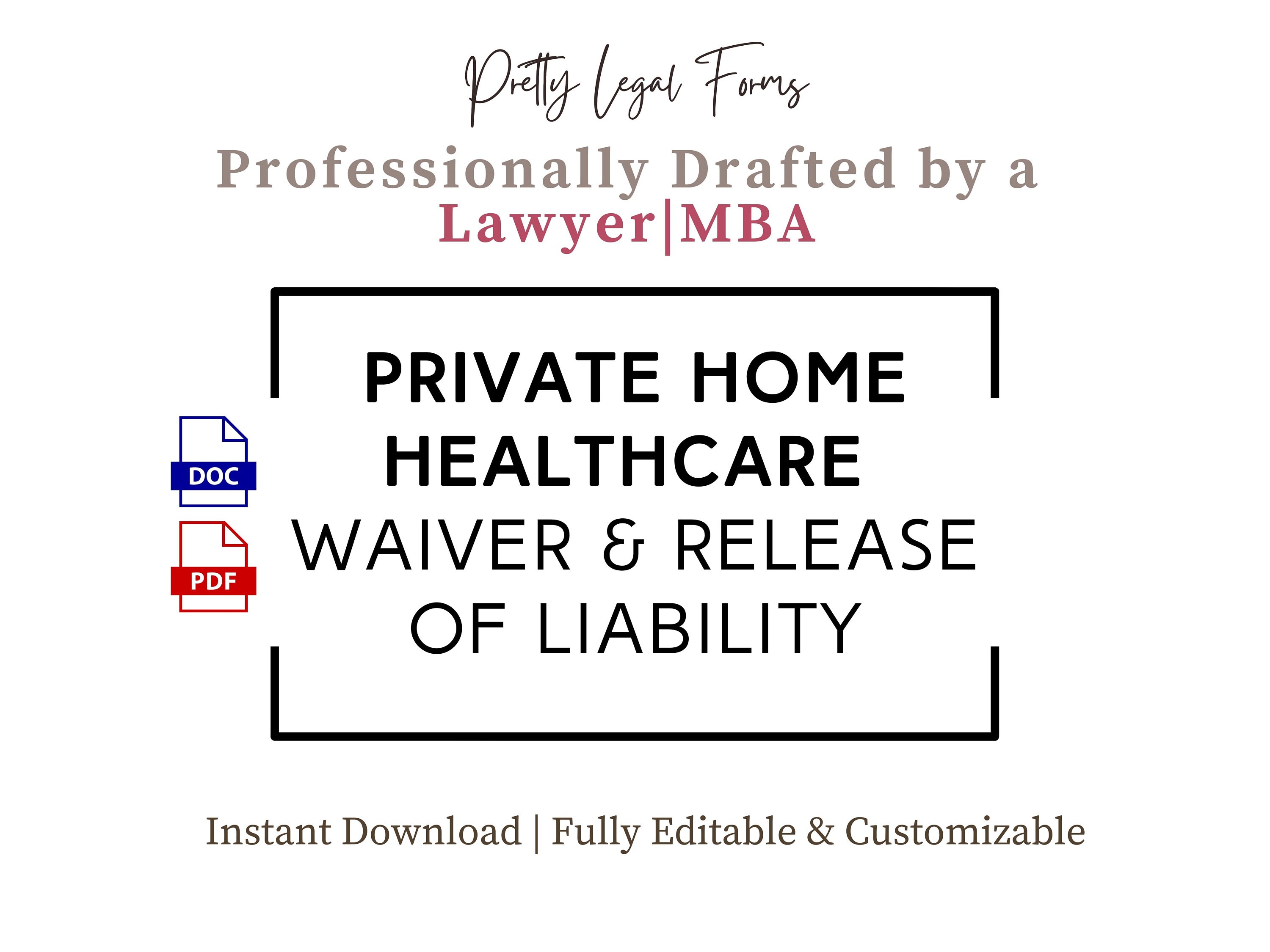 Home Health Nurse Waiver and Release of Liability Forms for Concierge ...