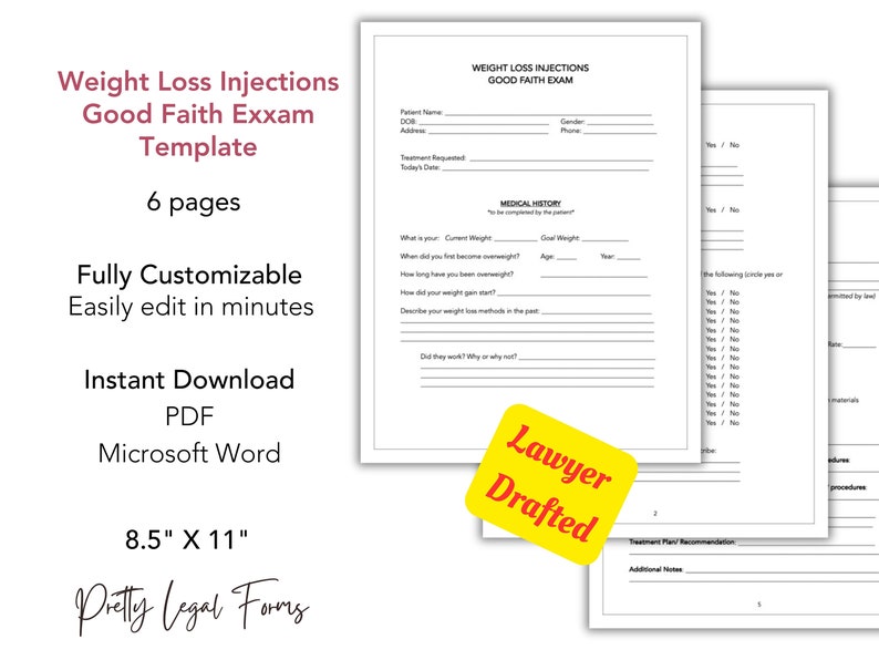 Weight Loss Injection Good Faith Exam Semaglutide Patient Intake Form ...