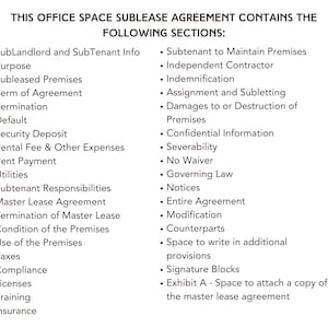 Office Sublease Agreement Office Space Rental Agreement Business Lease ...