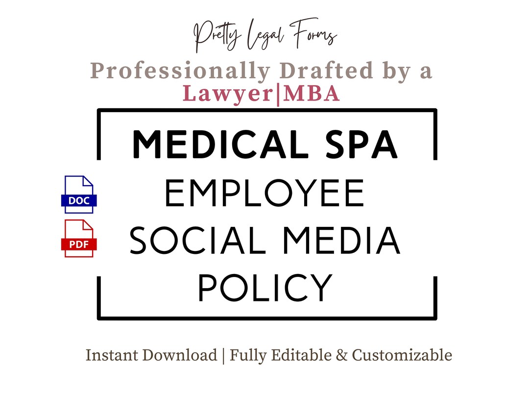 Medical Spa Social Media Policy Template, Med Spa Employee Social Media ...