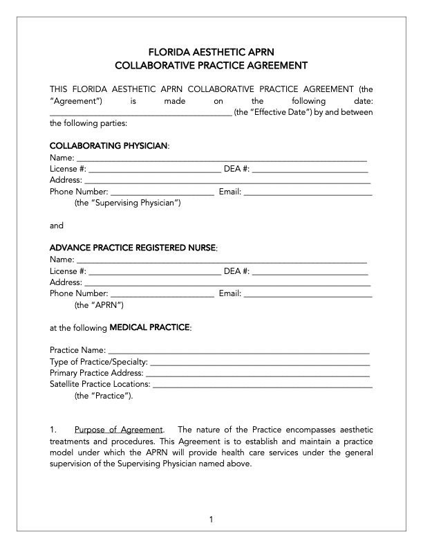 Florida APRN Collaborative Practice Agreement, FL Collaborative ...