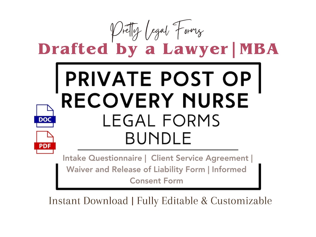 Post Op Recovery Nurse Legal Forms Bundle Post Surgery RN Contract Home ...