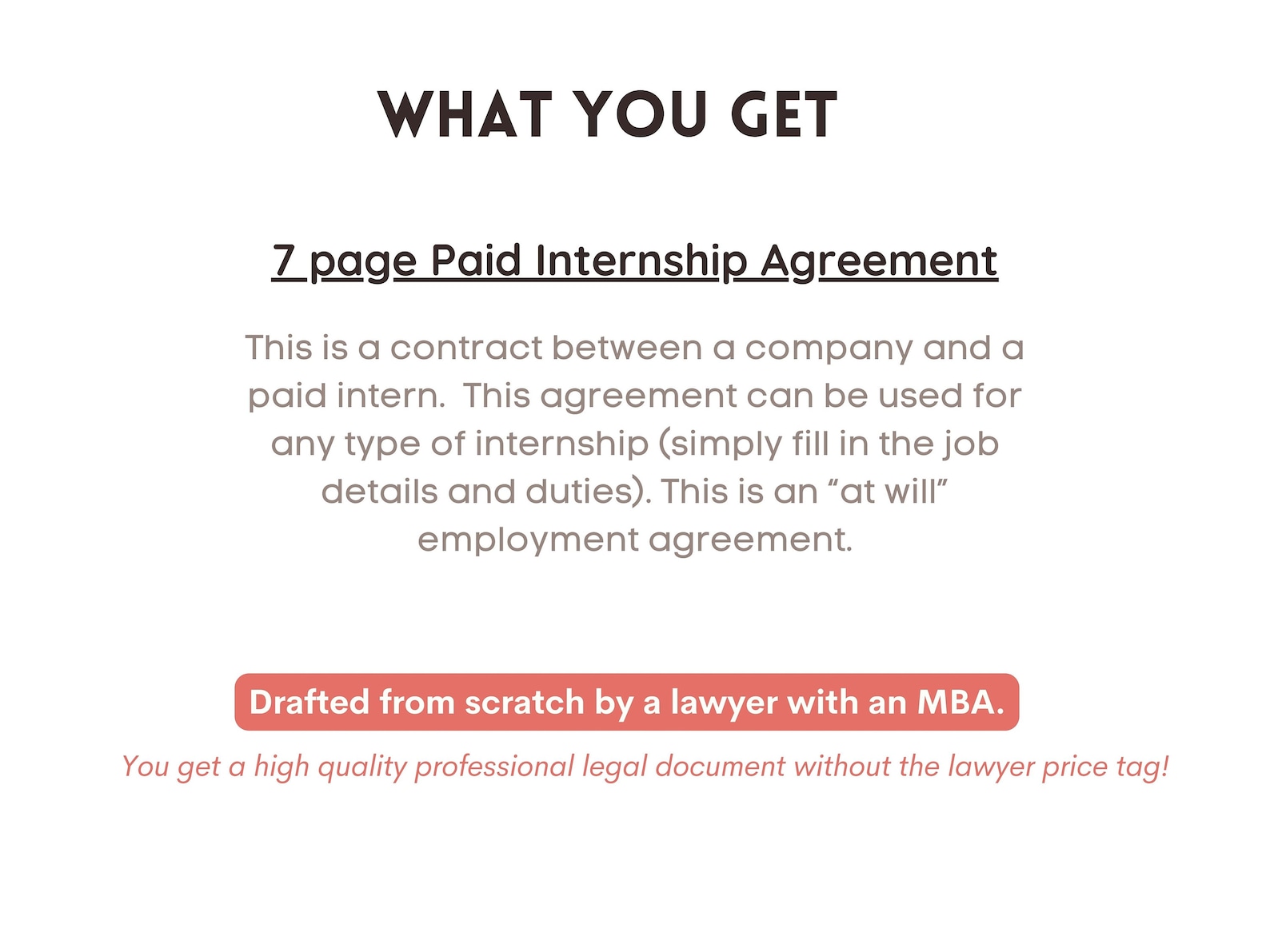 Paid Internship Contract Template, Intern Employment Agreement, Student ...