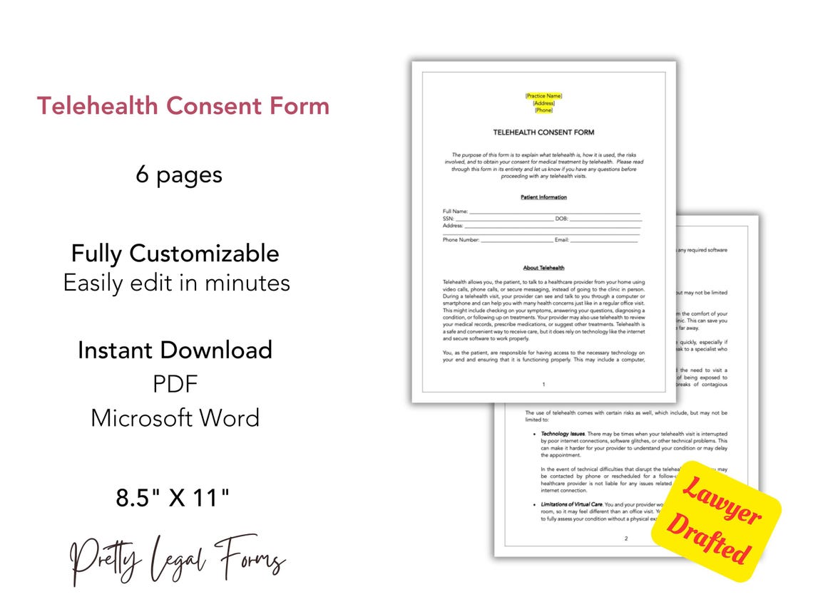 Telehealth Consent Form Telemedicine Patient Intake Virtual Healthcare ...