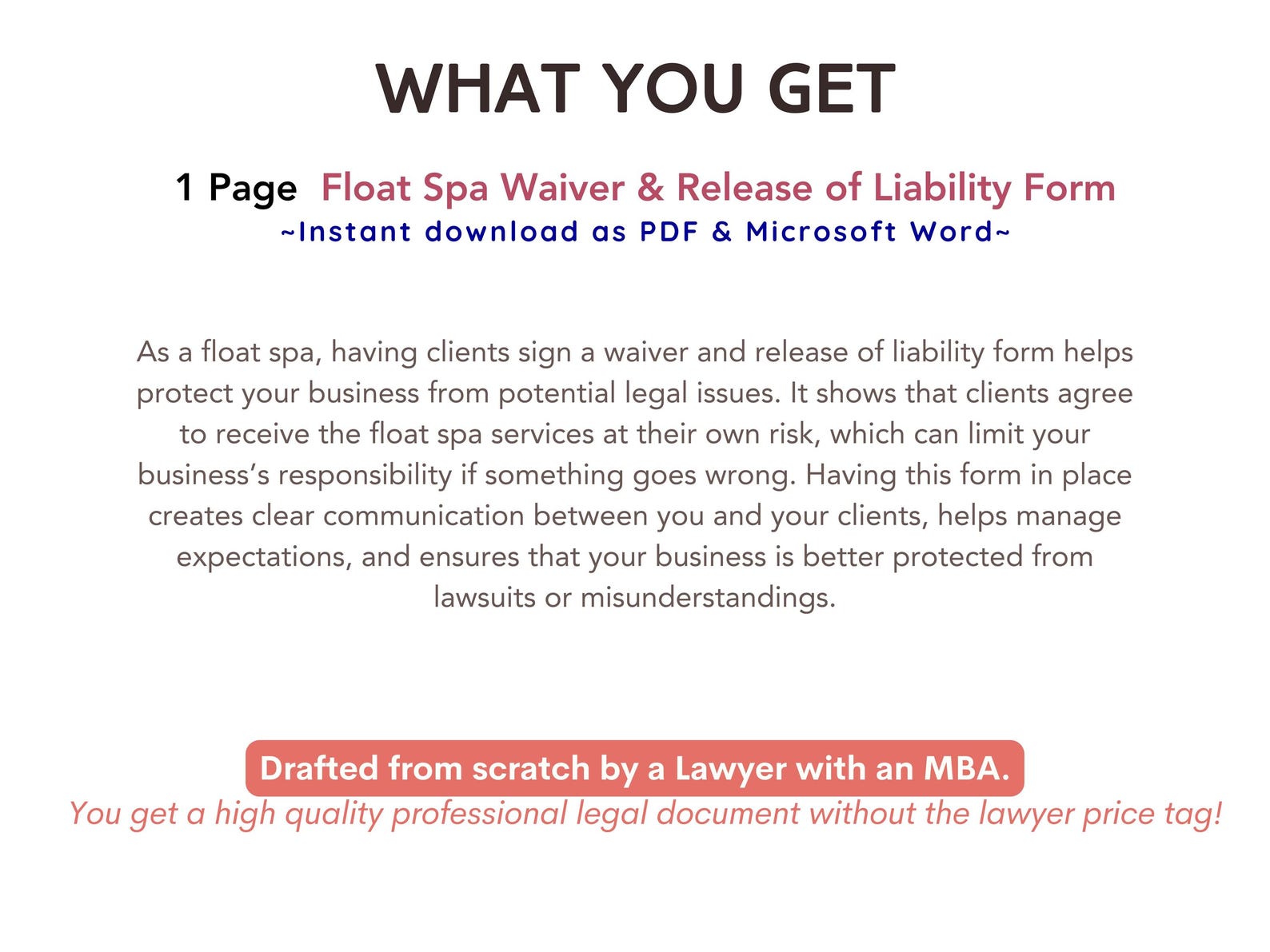 Float Spa Waiver and Release of Liability Flotation Spa Waiver Form ...