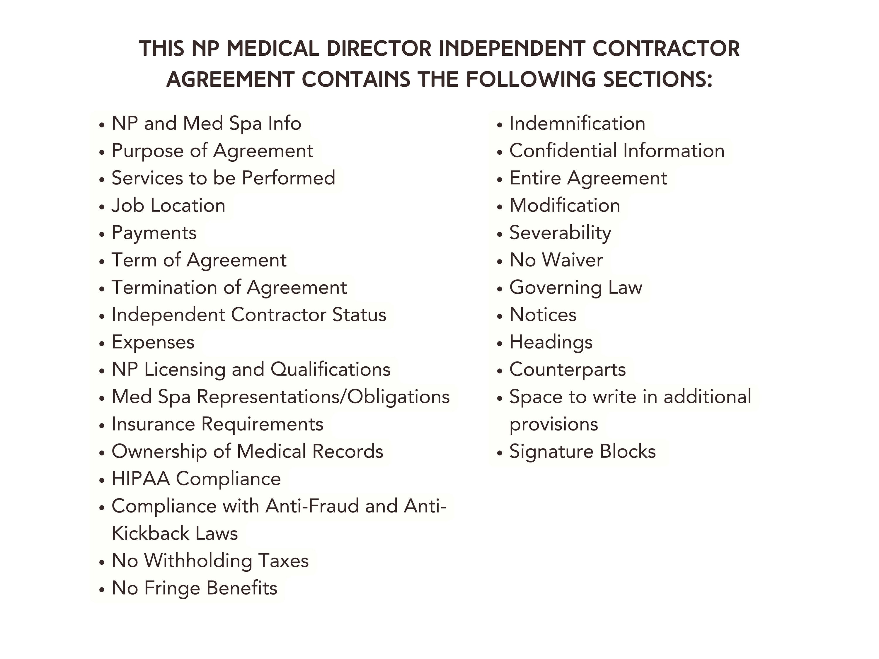 Nurse Practitioner Medical Director Contract NP Med Spa Director ...
