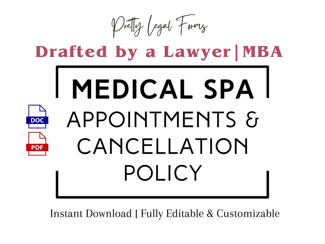 Medical Spa Cancellation Policy, Med Spa Policies, Med Spa Appointment ...