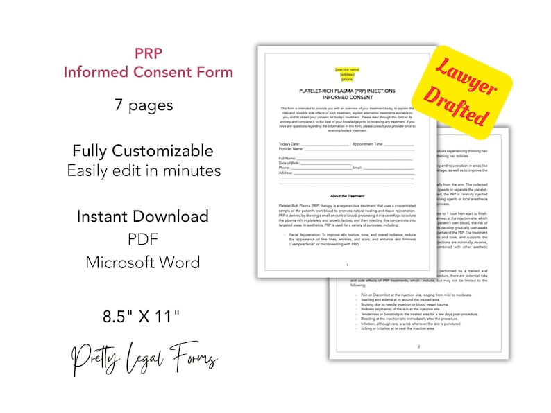 PRP Consent Form Platelet Rich Plasma Informed Consent PRP Injections ...