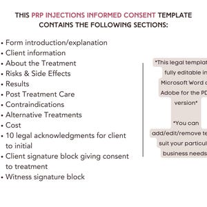 PRP Consent Form Platelet Rich Plasma Informed Consent PRP Injections ...