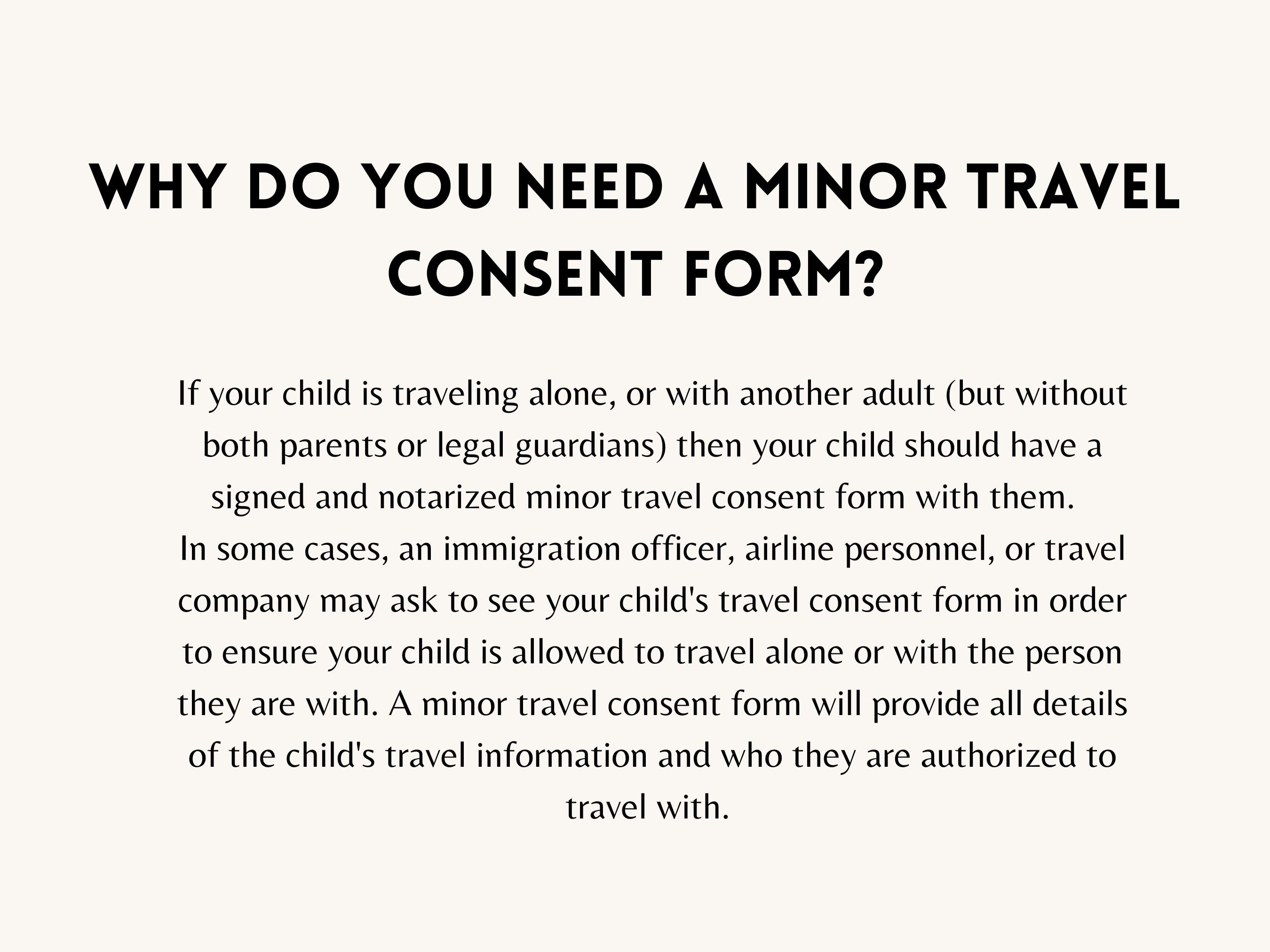 Minor Travel Consent Form | Child Travel Authorization Form | Legal ...