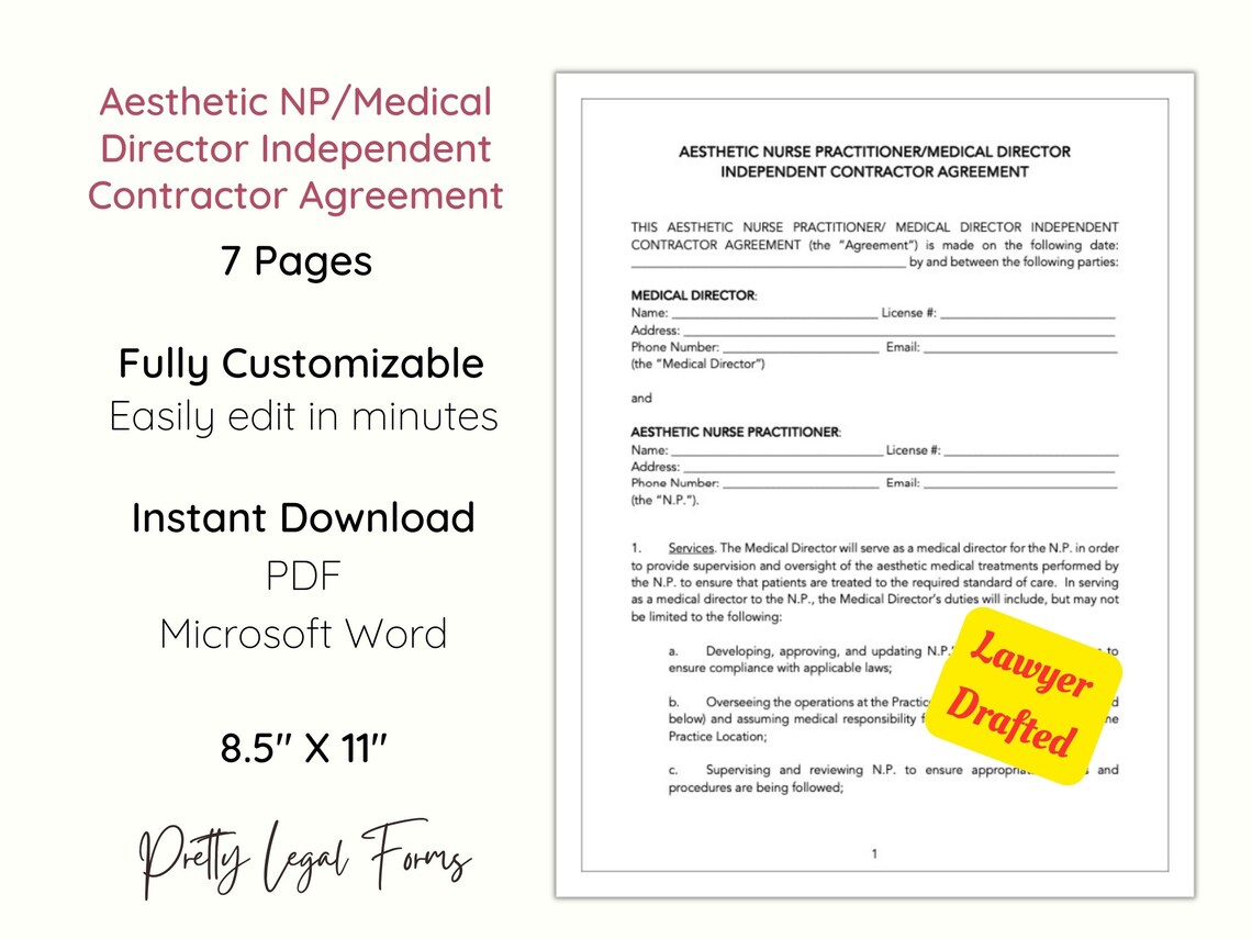 Nurse Practitioner Medical Director Contract Template Aesthetic Nurse ...