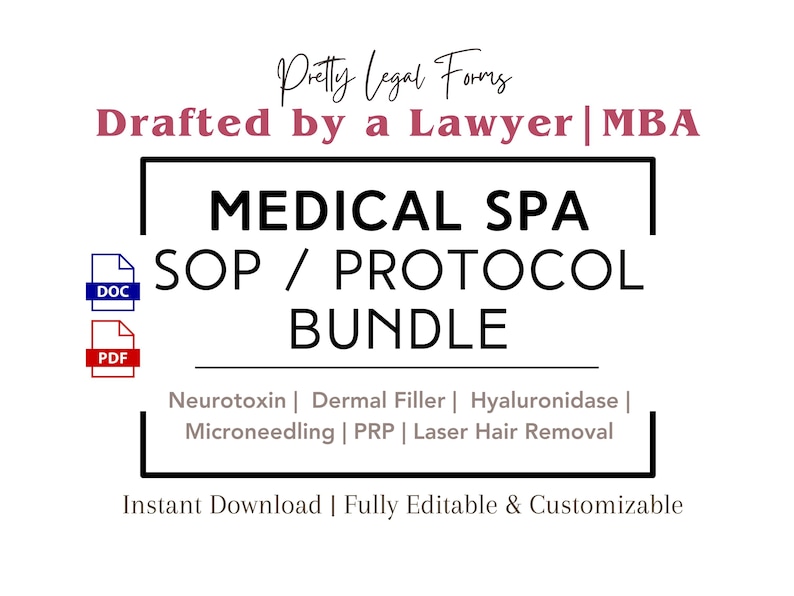 Medical Spa SOP Bundle Med Spa Protocols Aesthetic Injectable Policies and Procedures for ...