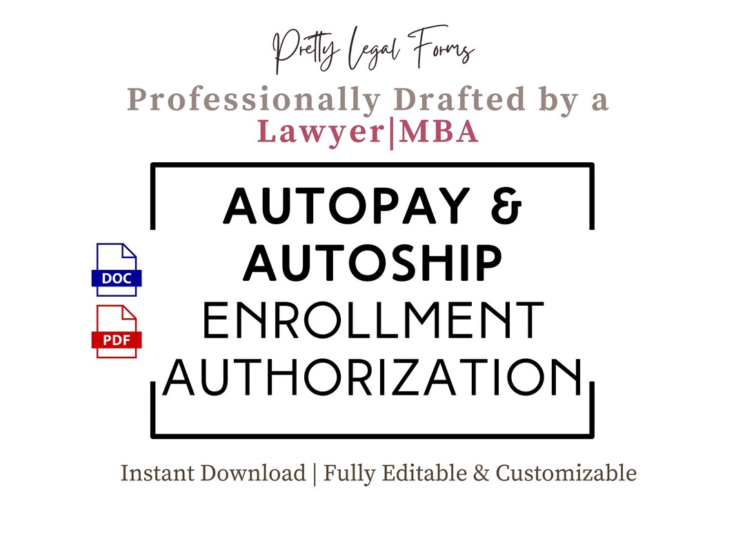 Autopay Autoship Enrollment Authorization Form Automatic Shipment ...