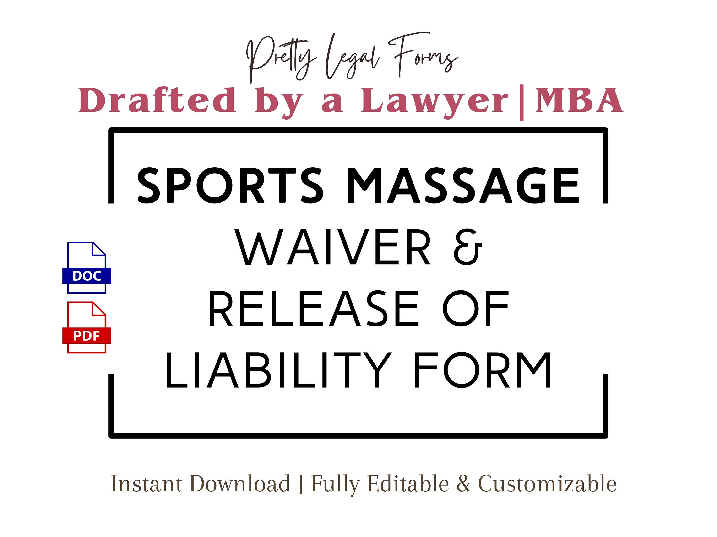 Sports Massage Waiver Release of Liability Sports Massage Therapy ...