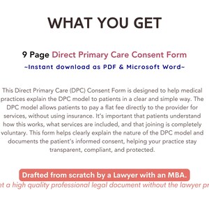Direct Primary Care Consent Form DPC Membership Agreement Family ...