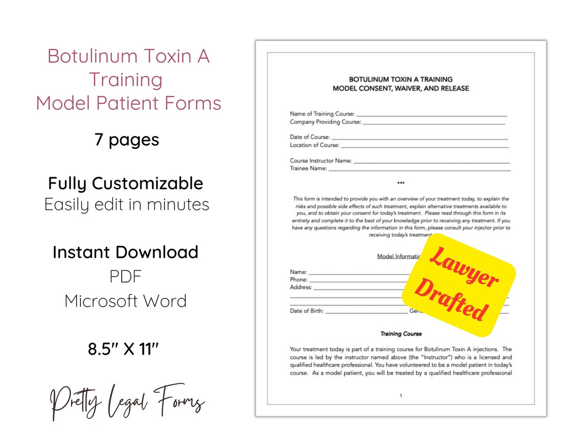 Aesthetic Training Model Informed Consent Form, Botox Model Waiver and ...