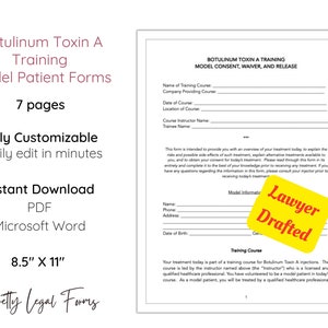 Aesthetic Training Model Informed Consent Form, Botox Model Waiver and ...