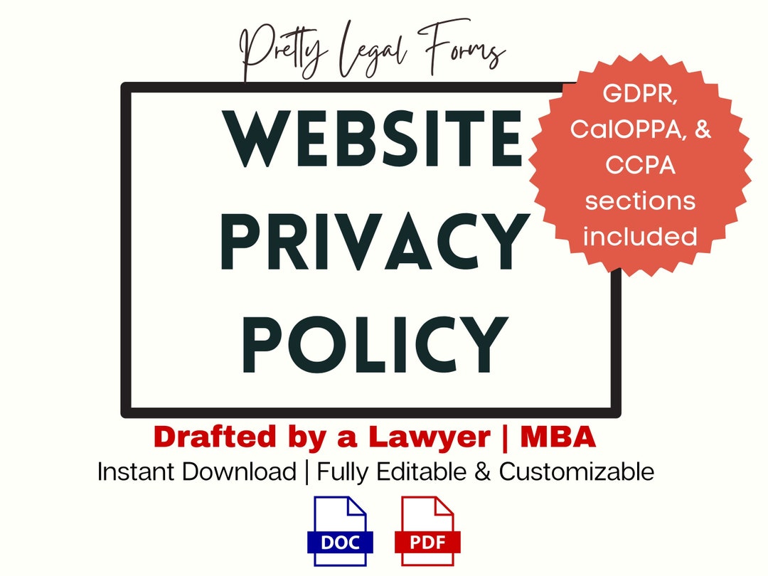 Website Privacy Policy Template, GDPR, Caloppa, CCPA, Online Privacy ...