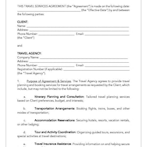 Travel Services Agreement Travel Agency Terms and Conditions Travel ...