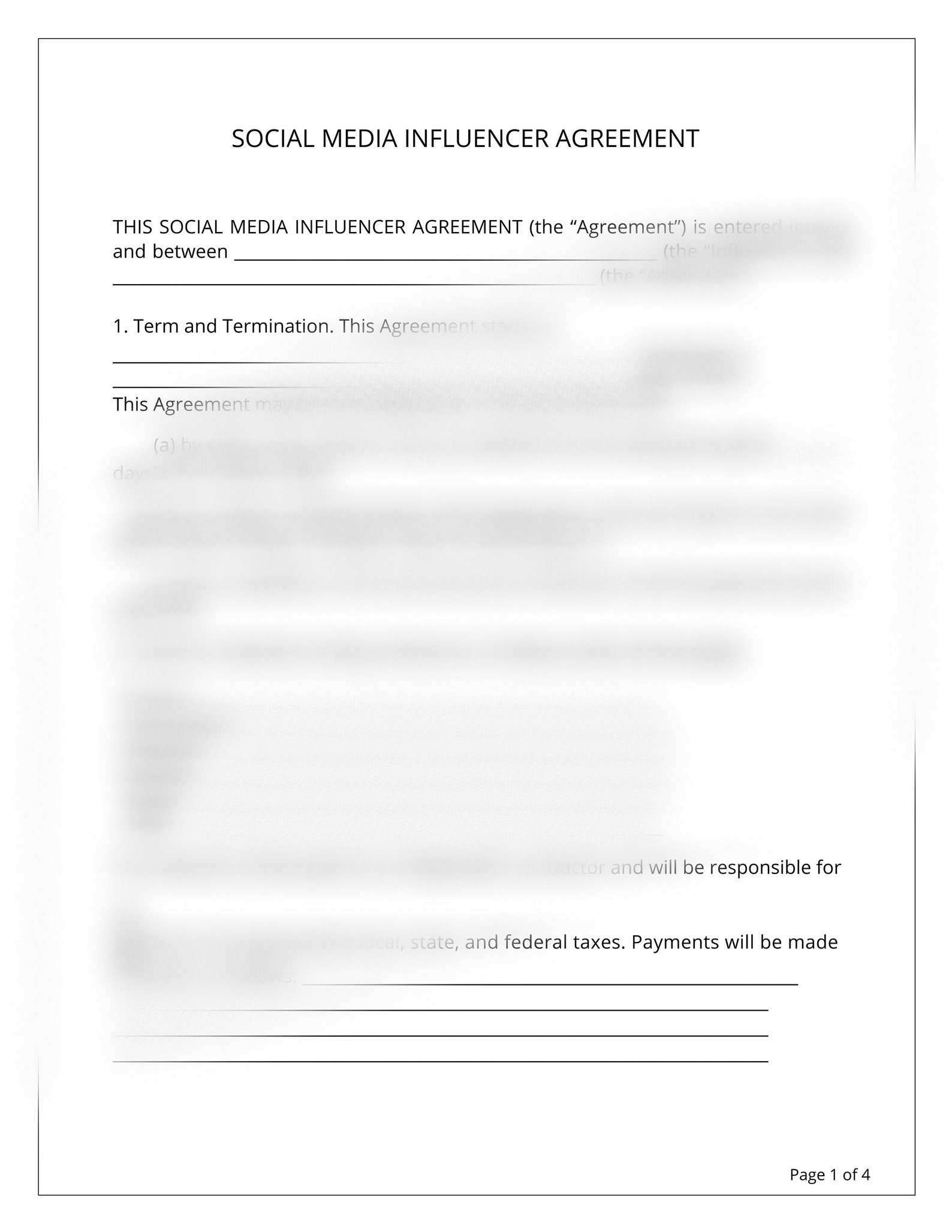 UGC Contract Social Media Influencer Agreement Brand Ambassador ...