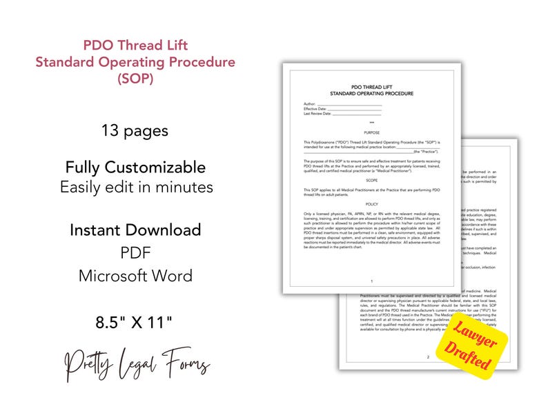 PDO Threads Standard Operating Procedure PDO Thread Lift SOP Med Spa ...
