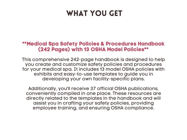 Medical Spa Safety Policies and Procedures Manual Med Spa Safety Sops ...