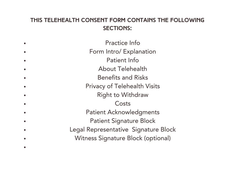 Telehealth Consent Form Telemedicine Patient Intake Virtual Healthcare ...