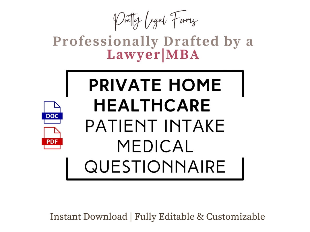 Home Health Nurse Medical Questionnaire Concierge Nurse Client Intake ...