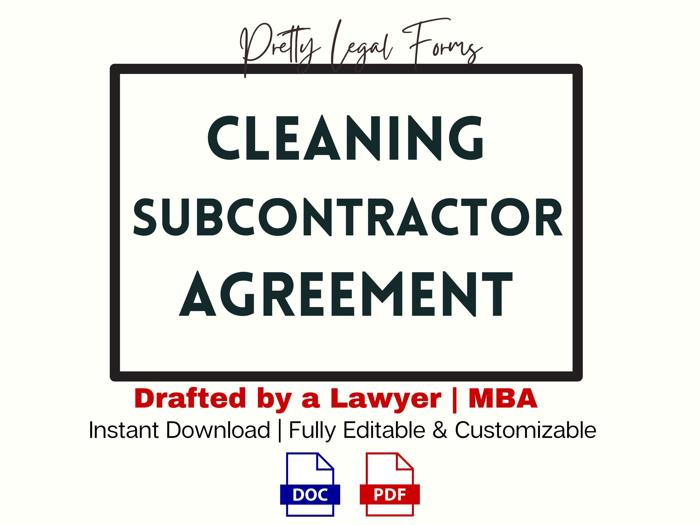 Cleaning Subcontractor Agreement Cleaner Subcontractor Service Contract ...