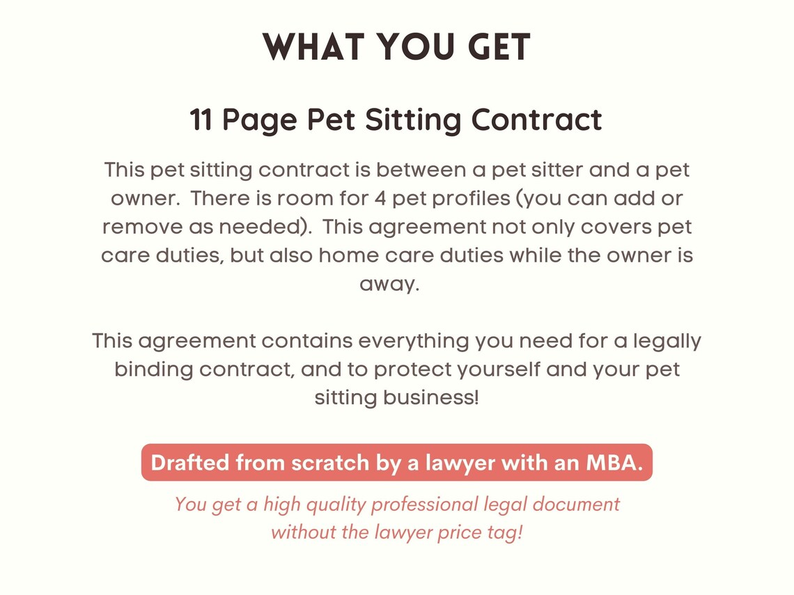 Pet Sitting Contract Template, Pet Sitter Agreement, Pet Sitter Forms ...