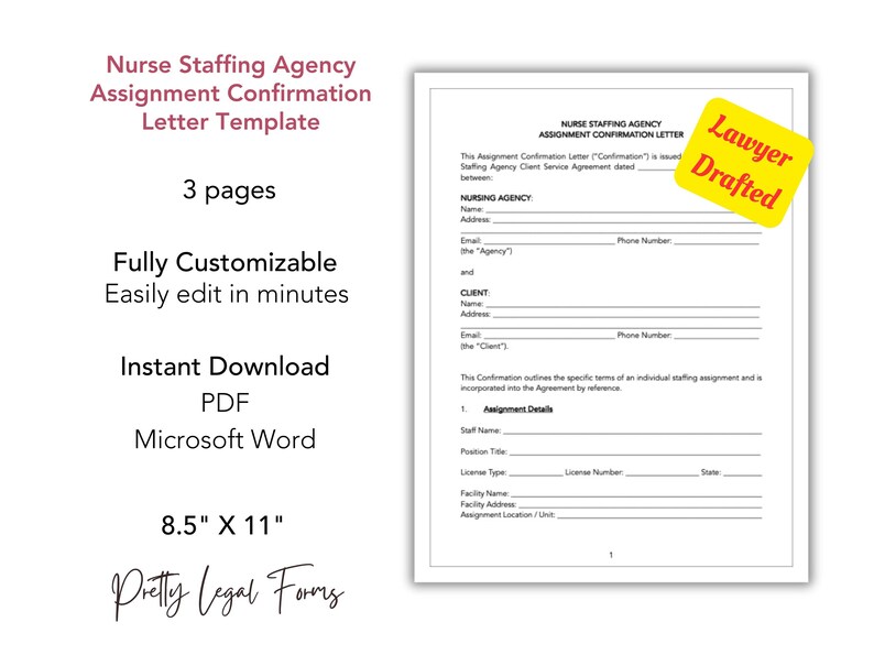 Nurse Assignment Confirmation Letter Nurse Staffing Agency Forms ...